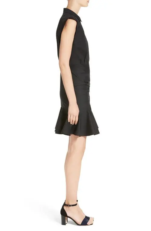 Veronica Beard Flare Hem Ruched Shirtdress