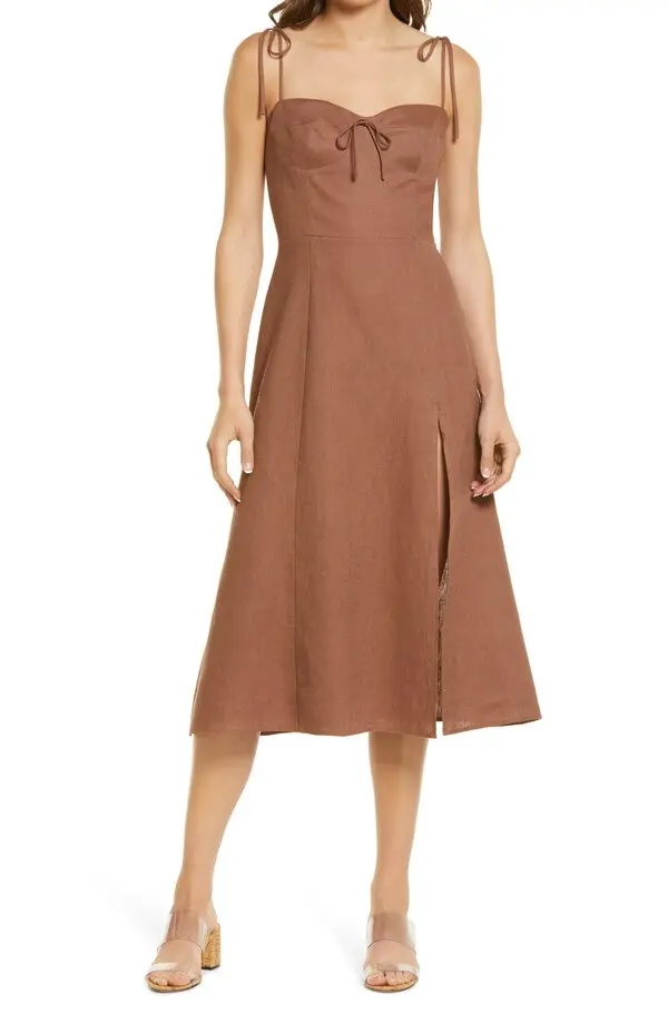 green emerald velvet dress Reformation Camille Black Floral Sleeveless Lace Up Midi Fit & Flare D   Brie