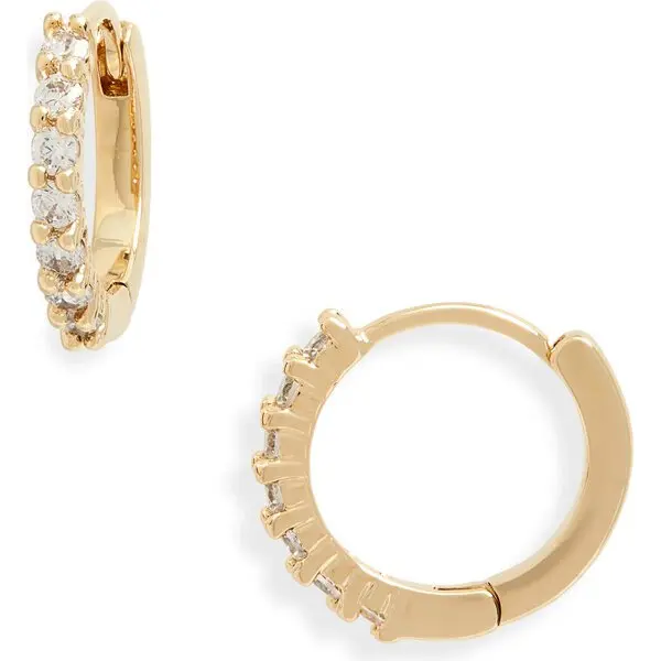 Nordstrom Crystal Huggie Hoop Earrings - Clear- Gold