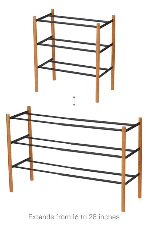 YAMAZAKI Expandable 3-tier Shoe Rack - Black