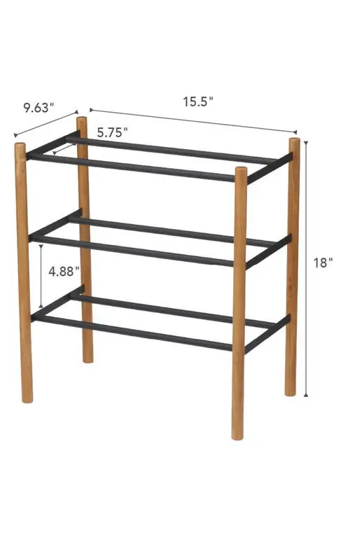 YAMAZAKI Expandable 3-tier Shoe Rack - Black