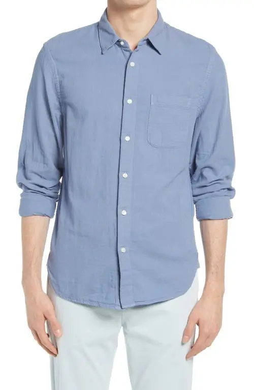 HIROSHI KATO Trim Fit Solid Button-up Shirt - Matte Blue