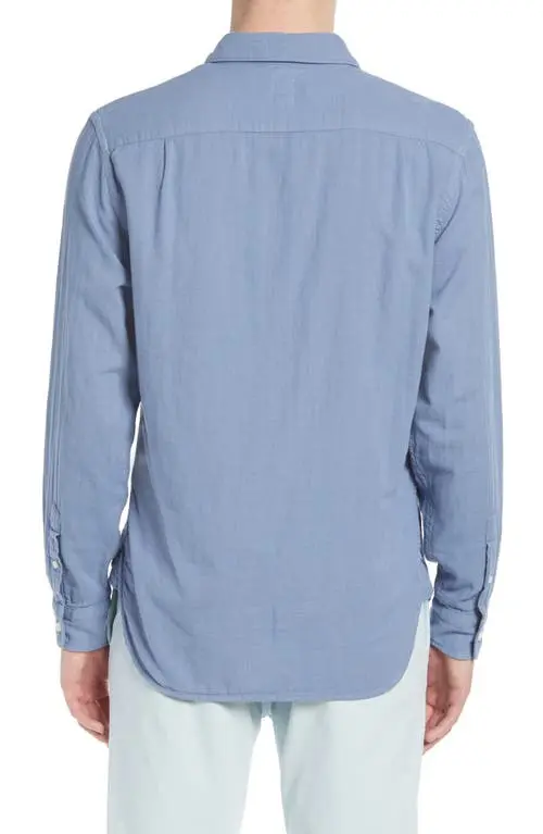 HIROSHI KATO Trim Fit Solid Button-up Shirt - Matte Blue