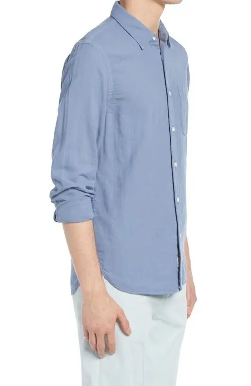 HIROSHI KATO Trim Fit Solid Button-up Shirt - Matte Blue