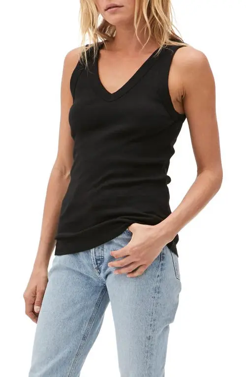 Michael Stars Maya Cotton V-neck Tank - Black