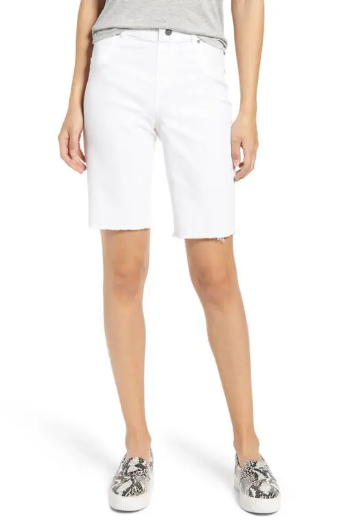 Hue High Waist Bermuda Denim Shorts - White