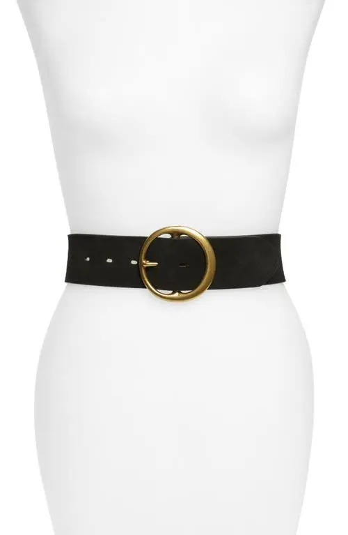 Treasure & Bond Round Buckle Suede Belt - Black