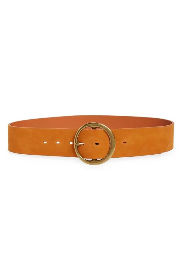 Treasure & Bond Round Buckle Suede Belt - Honey