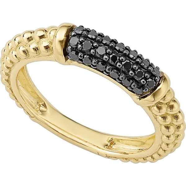 Lagos Black Caviar Black Diamond Pavé Ring - Gold