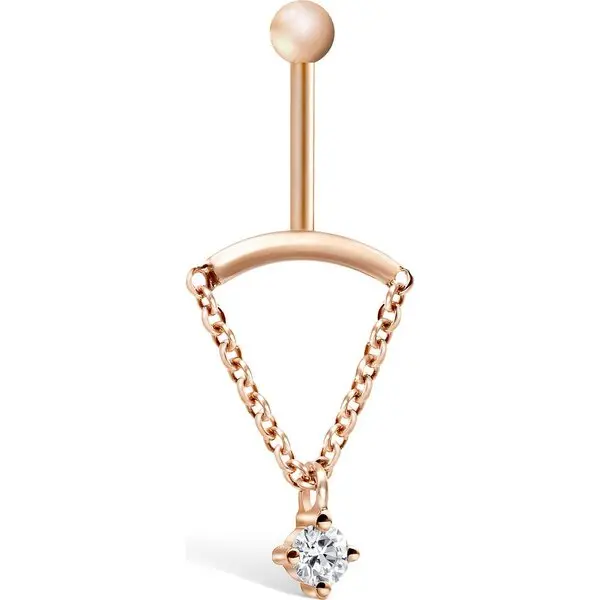 MARIA TASH Prong Set Diamond Drape Threaded Single Stud Earring - Rose Gold