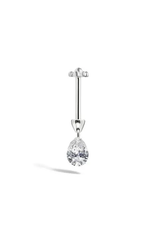 MARIA TASH Single Floating Pear Diamond Charm Threaded Stud Earring - White Gold