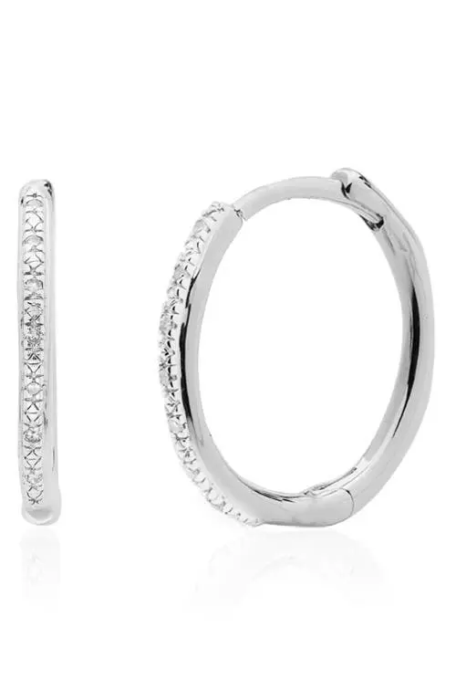 Monica Vinader Small Riva Wave Diamond Hoop Earrings - Silver