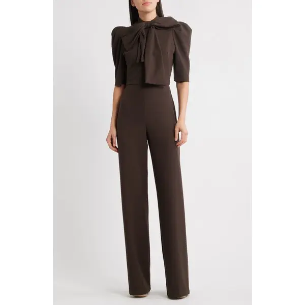 Black Halo Ara Tie Neck Jumpsuit - Espresso