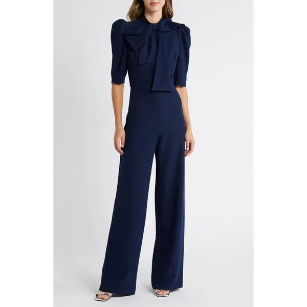 Black Halo Ara Tie Neck Jumpsuit - Navy