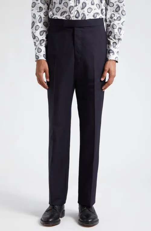 Thom Browne 4-bar Mélange Wool Pants - Dark Blue