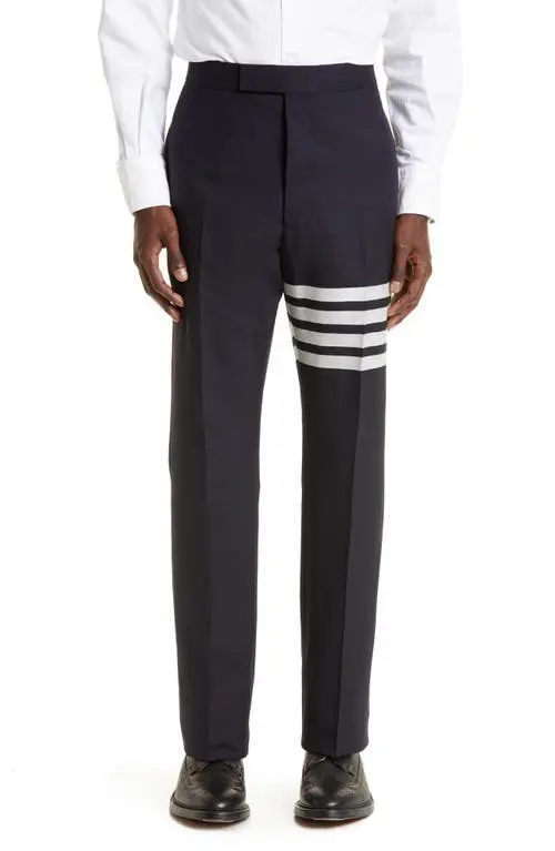 Thom Browne 4-bar Mélange Wool Pants - Navy