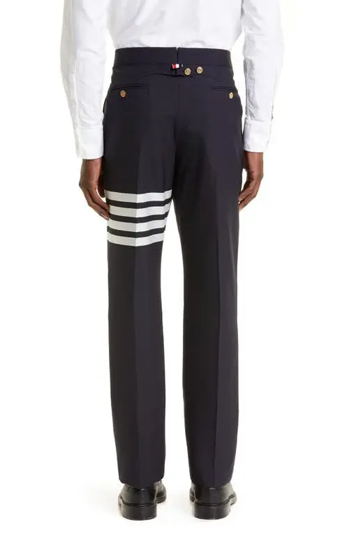 Thom Browne 4-bar Mélange Wool Pants - Navy