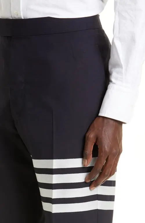 Thom Browne 4-bar Mélange Wool Pants - Navy