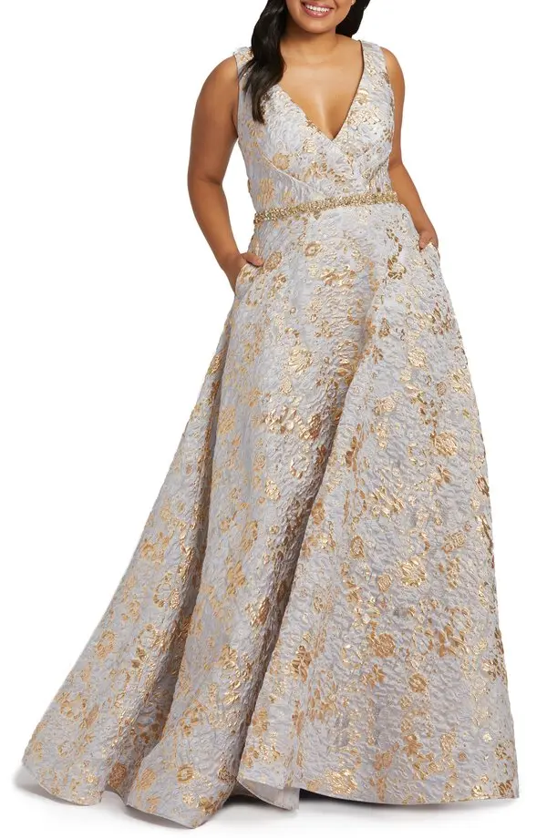 brocade formal dress Strapless Brocade Long Gown main image 1