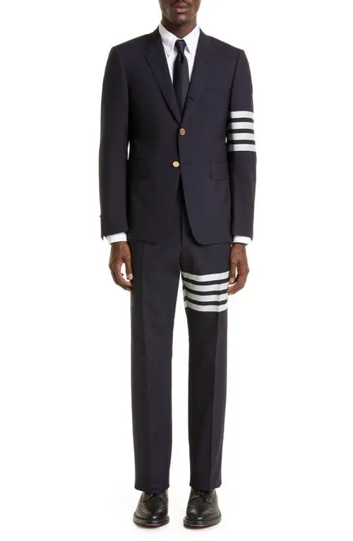 Thom Browne 4-bar Mélange Wool Sport Coat - Navy