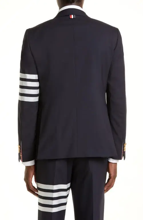 Thom Browne 4-bar Mélange Wool Sport Coat - Navy