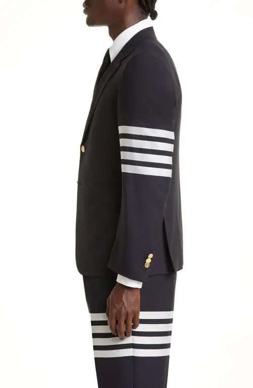 Thom Browne 4-bar Mélange Wool Sport Coat - Navy