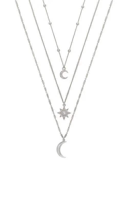 Ettika Set Of 3 Celestial Pendant Necklaces - Silver
