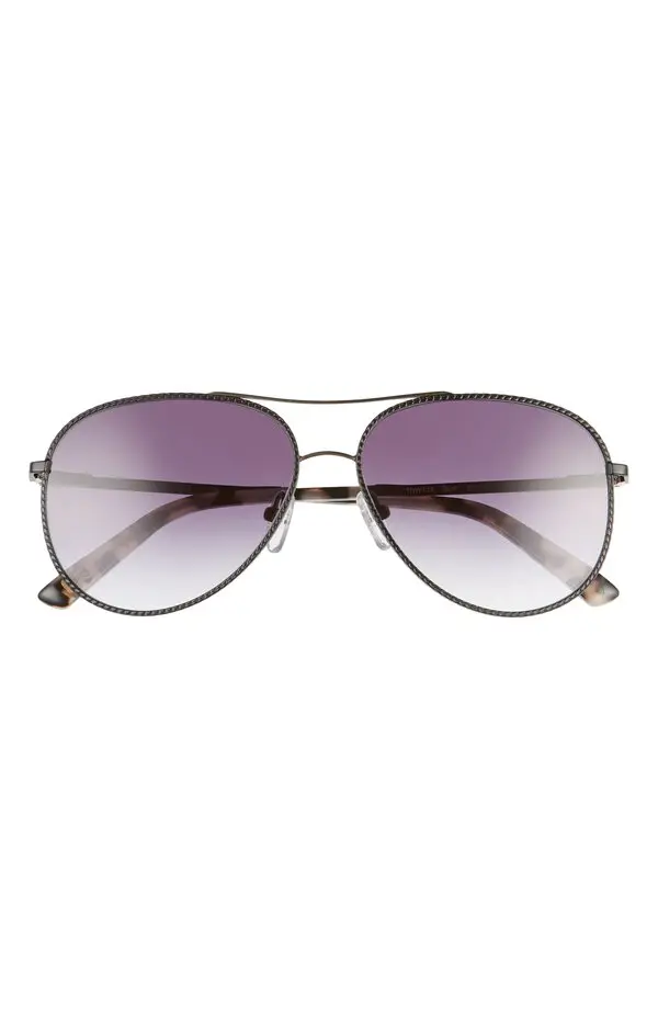Ted Baker London 57mm Aviator Sunglasses - Black | Editorialist display picture 1