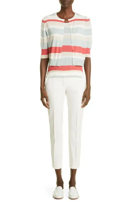 Akris Frankie Stretch Cotton Cropped Pants - Cream