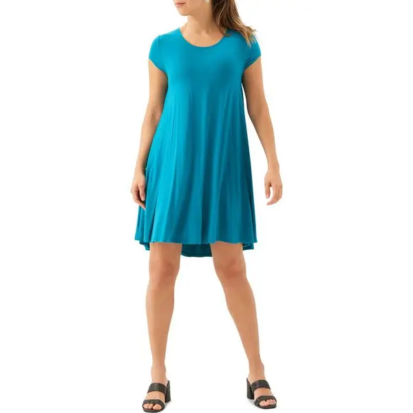 Karen Kane Maggie Cap-sleeve Trapeze Dress - Teal