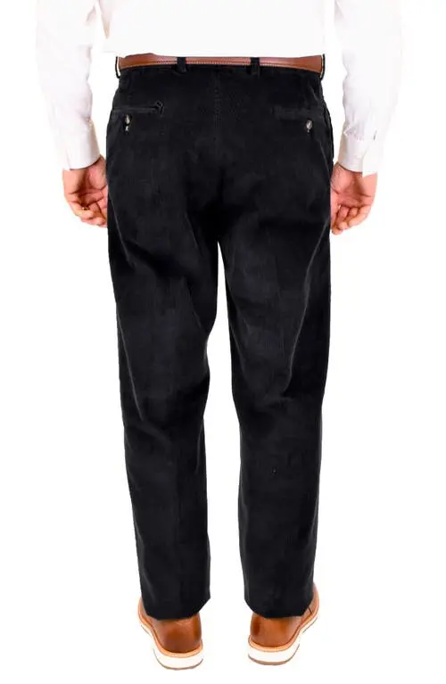 Berle Flat Front Corduroy Trousers - Black