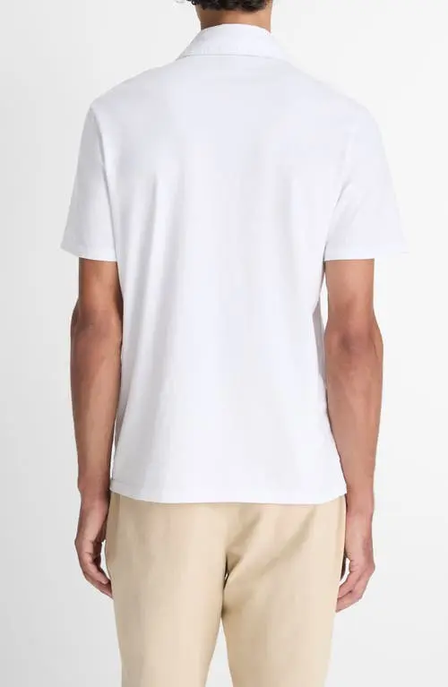 Vince Regular Fit Garment Dyed Cotton Polo - Optic White