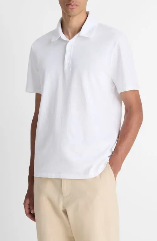 Vince Regular Fit Garment Dyed Cotton Polo - Optic White