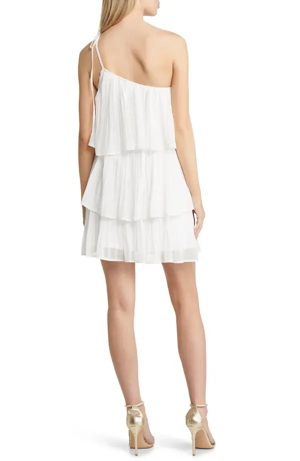 Lulus Blowing Kisses Tiered One-shoulder Minidress