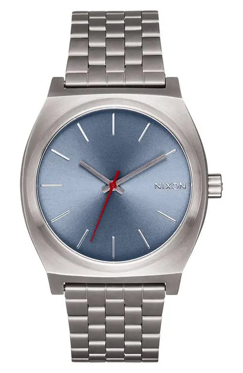 Nixon The Time Teller Bracelet Watch - Light Gunmetal / Dusty Blue