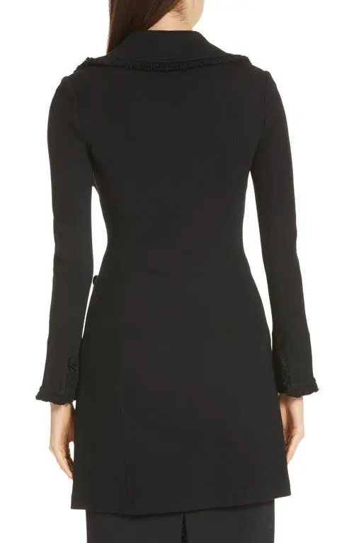 St. John Collection Fringed Wool Blend Milano Piqué Knit Topper