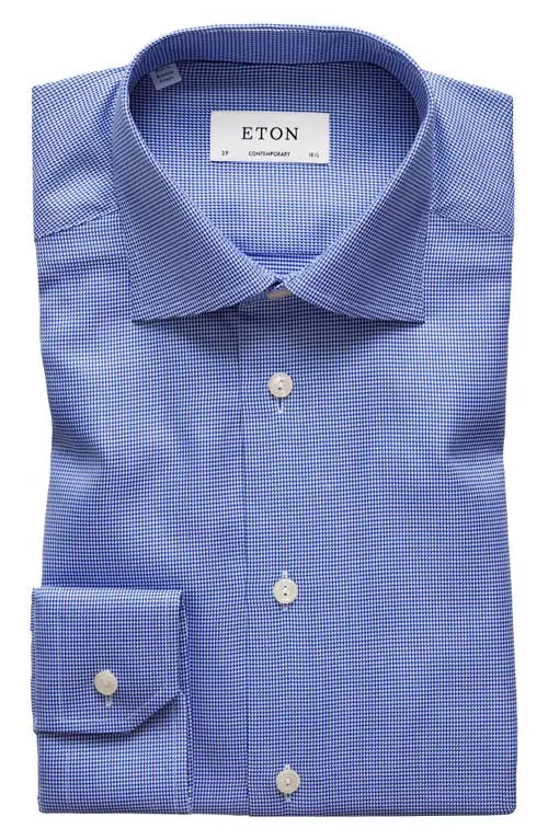 Eton Houndstooth Dress Shirt - Blue