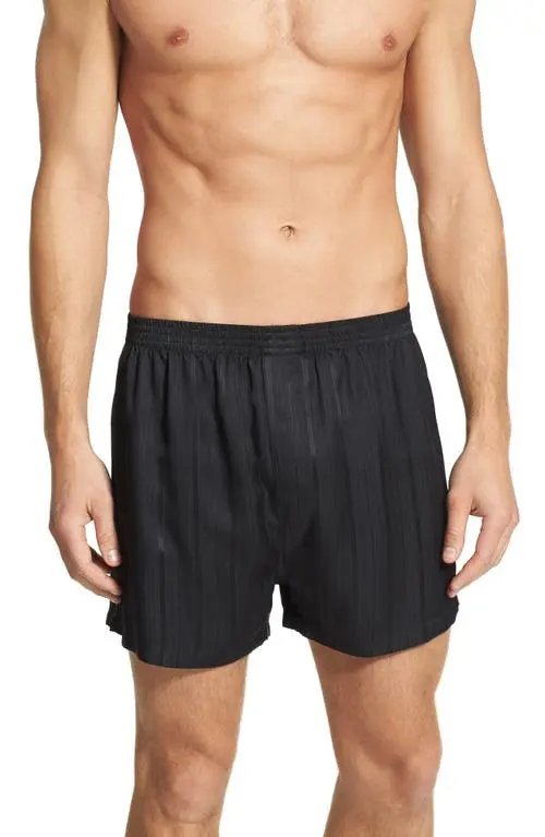 Majestic International Herringbone Stripe Silk Boxer Shorts - Night