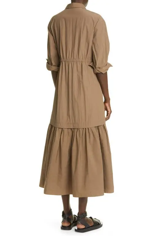 Co Long Sleeve Tiered Shirtdress