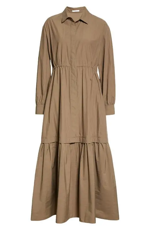 Co Long Sleeve Tiered Shirtdress