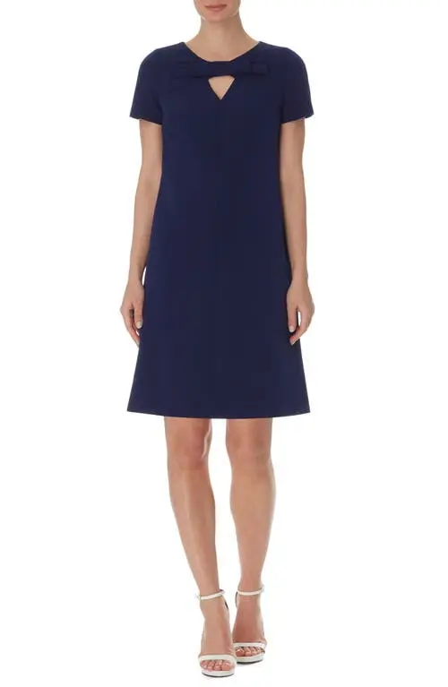 Anne Klein Keyhole Bow Front Shift Dress - Anne Navy