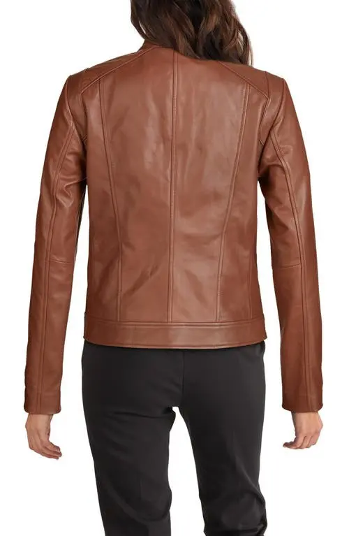 Cole Haan Lambskin Leather Moto Jacket