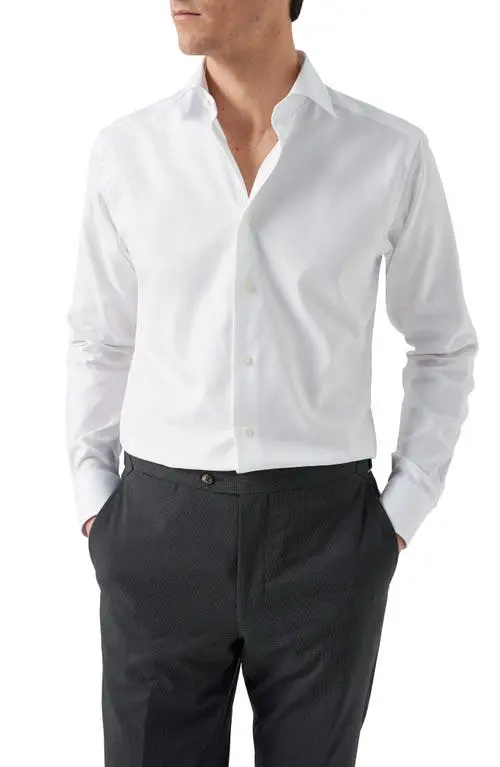 Eton Contemporary Fit Diagonal Weave Shirt - White/white