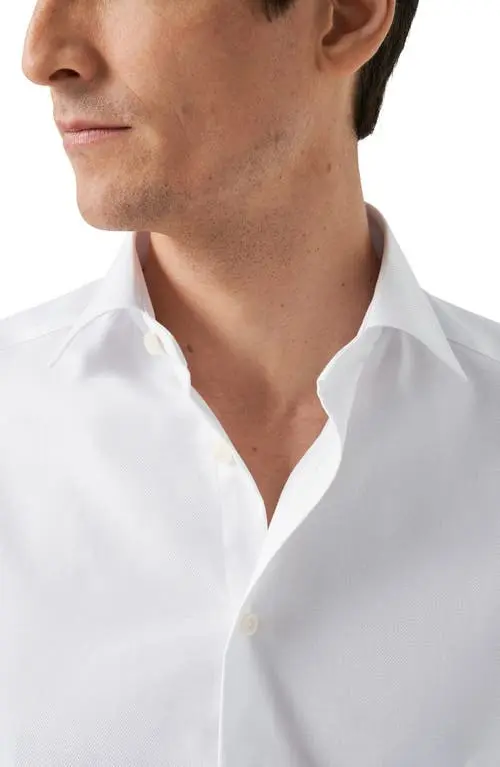 Eton Contemporary Fit Diagonal Weave Shirt - White/white