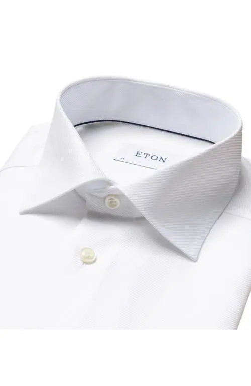 Eton Contemporary Fit Diagonal Weave Shirt - White/white