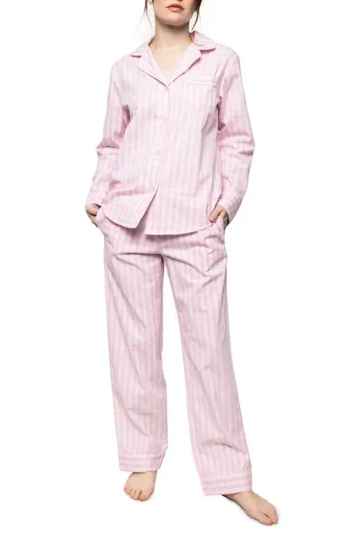 PETITE PLUME Classic Gingham Brushed Cotton Woven Twill Pajamas - Pink