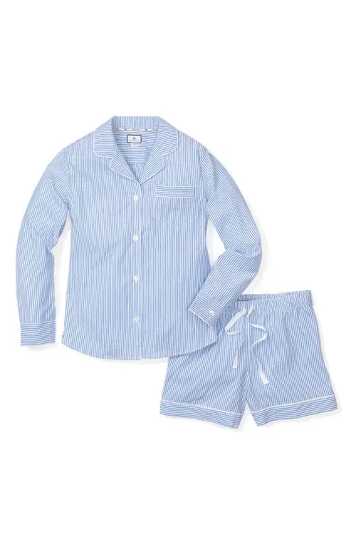 PETITE PLUME Seersucker Stripe Short Pajama Set - Blue