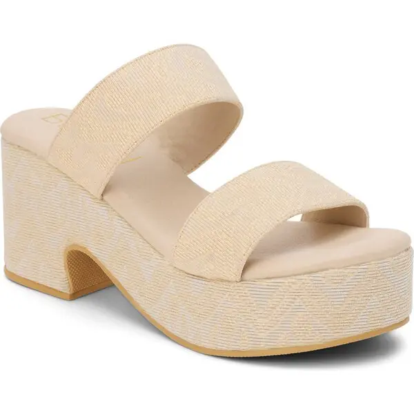Matisse Ocean Ave Espadrille Platform Slide Sandal - Beige Multi Raffia
