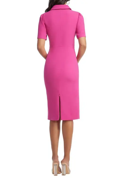 Dress The Population Gloria Front Zip Sheath Dress - Bright Fuchsia