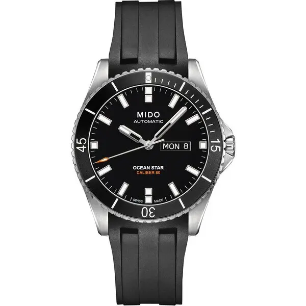 MIDO Ocean Star 200 Automatic Strap Watch - Silver/ Black